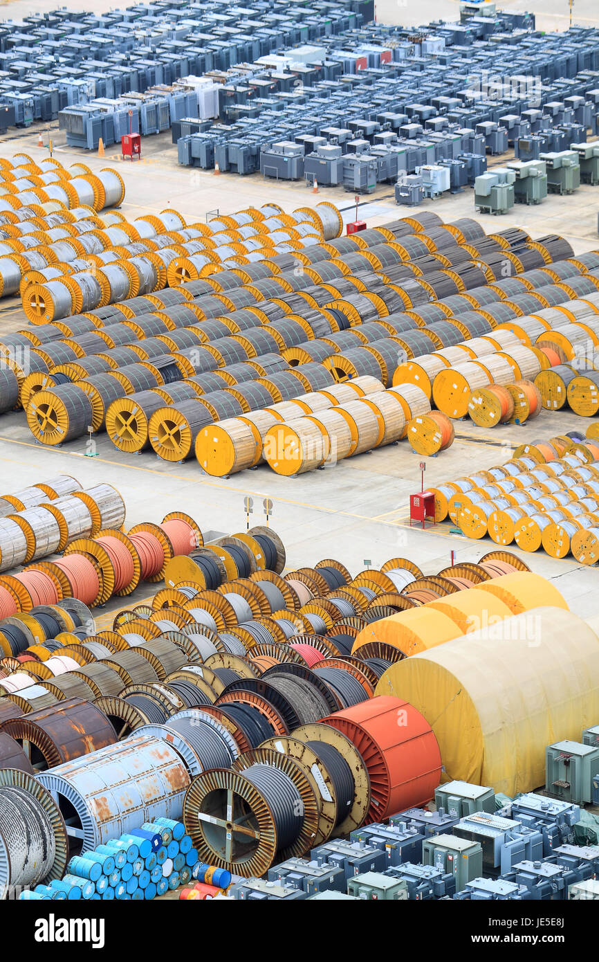 cable roll and transformer on the floor Stock Photo - Alamy