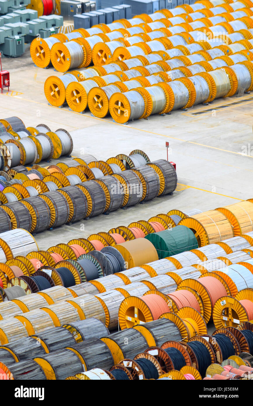 cable roll and transformer on the floor Stock Photo - Alamy