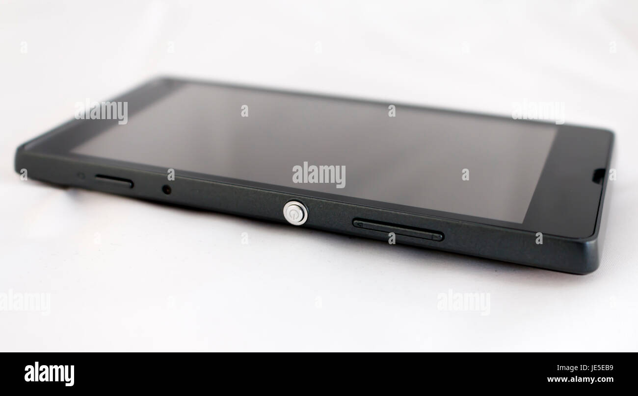 Smartphone black screen. Isolated on white Stock Photo - Alamy