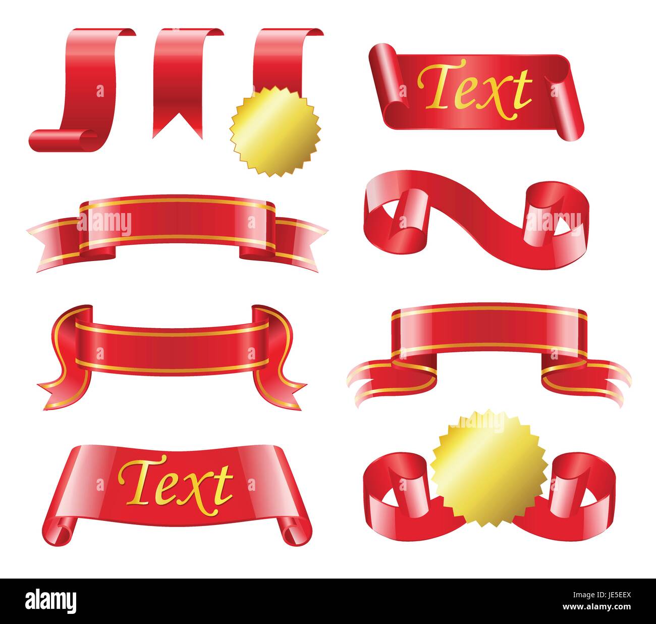 Award Ribbon - realistic vector set of red bands Stock Vector Image ...