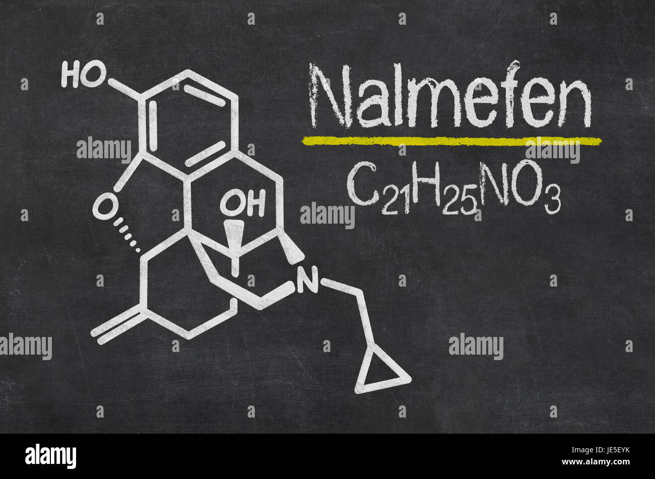 Schiefertafel mit der chemischen Formel von Nalmefen Stock Photo - Alamy