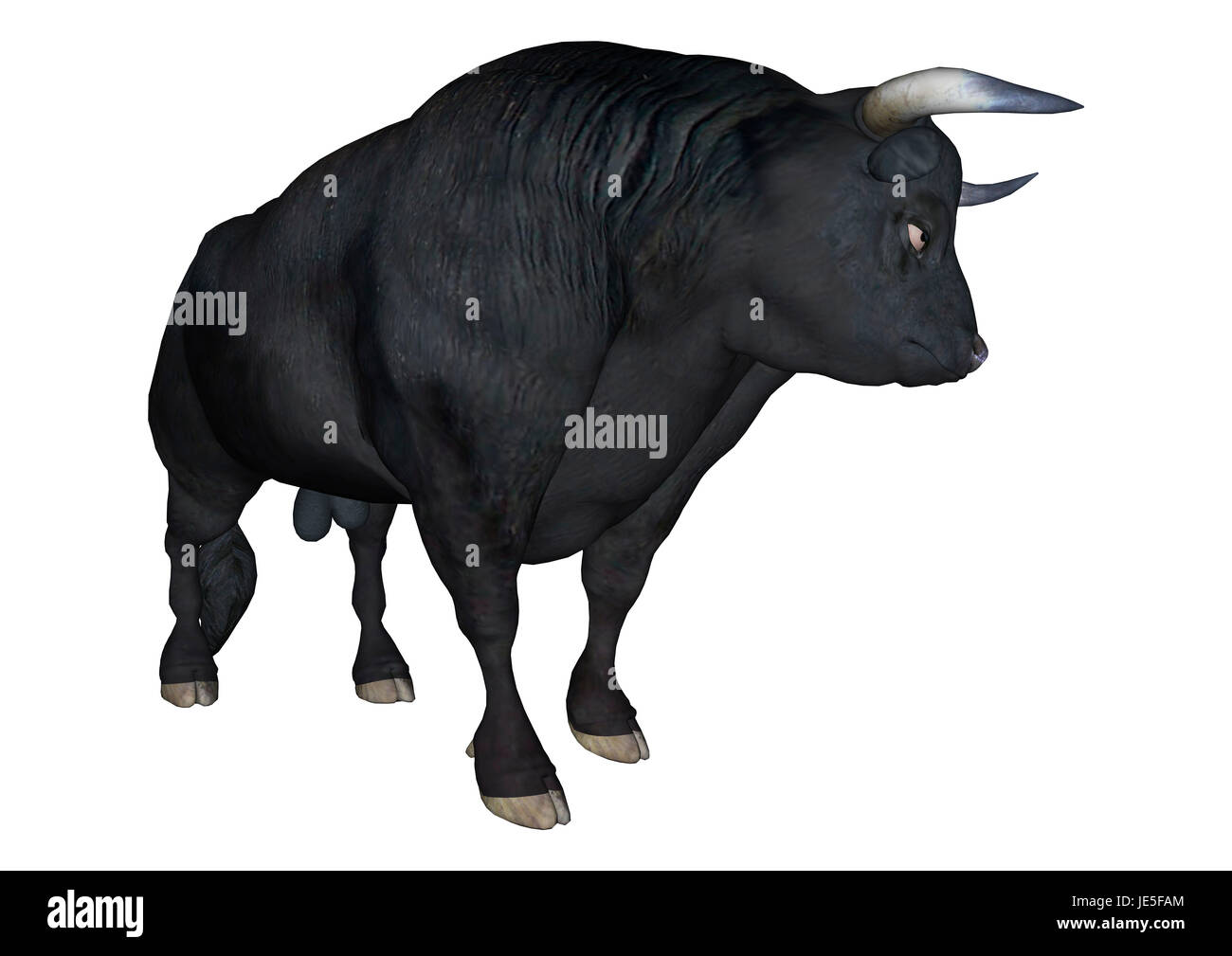 3D digital render of a black bull isolated on white background Stock ...