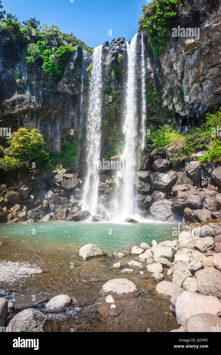 Jeongbang waterfall is claimed to be the only waterfall in Asia that ...