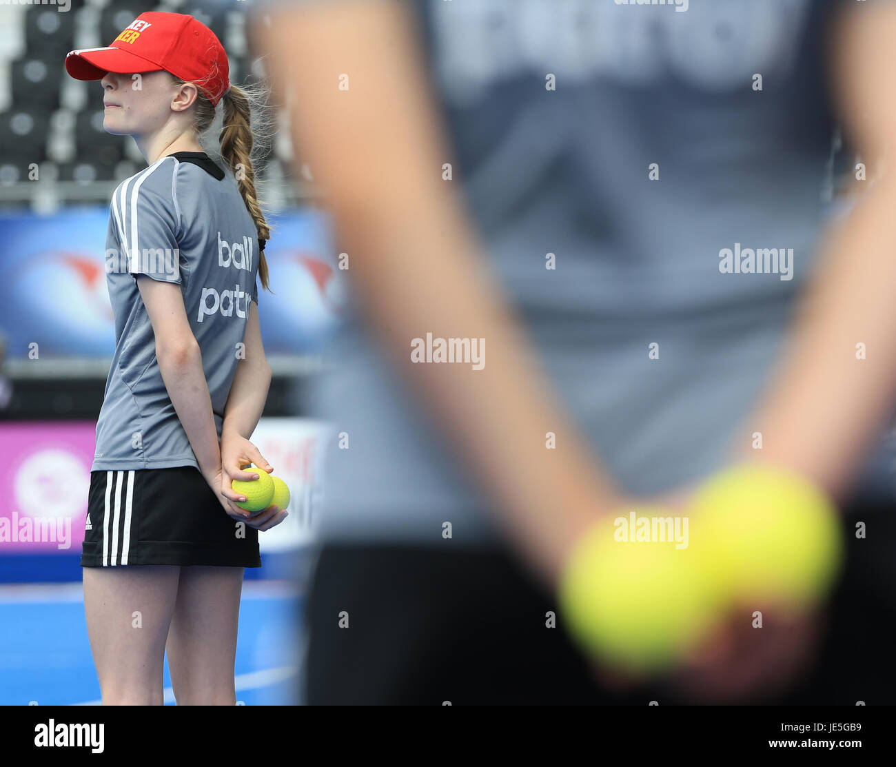 Ball patrol girls during the Men's World Hockey League match at Lee ...