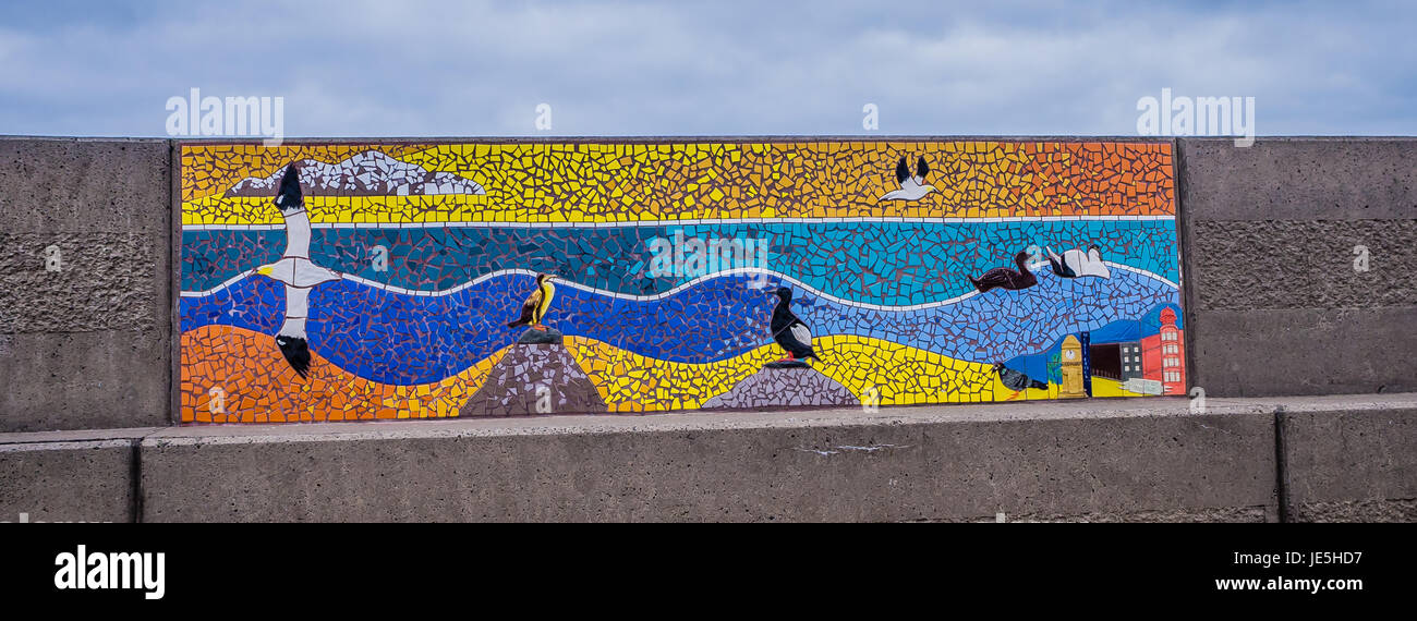 Bangor sea murals on Eisenhower pier Stock Photo - Alamy