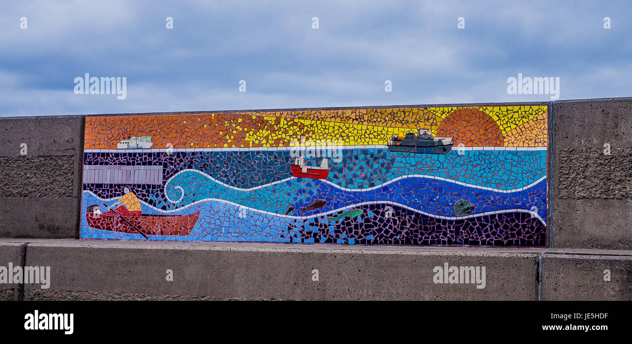 Bangor sea murals on Eisenhower pier Stock Photo - Alamy