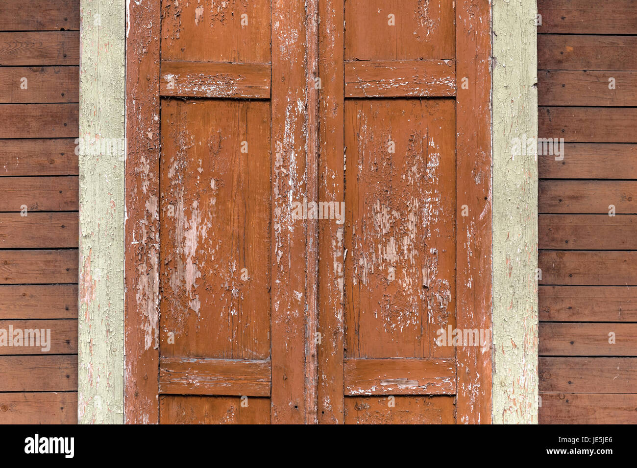 Part of vintage old wood closed window Stock Photo - Alamy