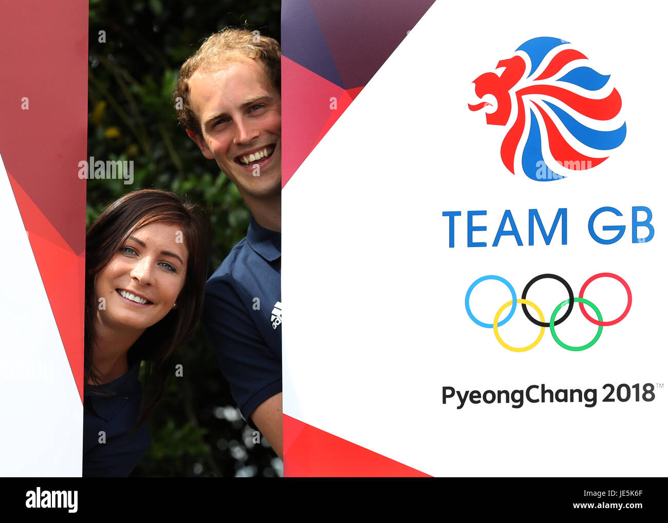 Female curling skip Eve Muirhead and male curling skip Kyle Smith after ...