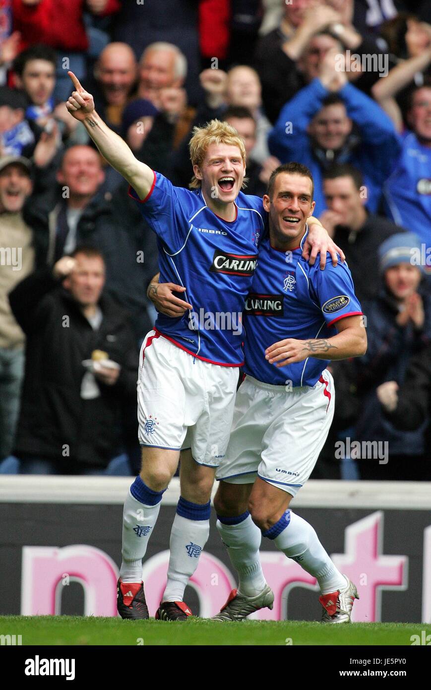 CHRIS BURKE & FERNANDO RICKSEN RANGERS V MOTHERWELL IBROX STADIUM ...