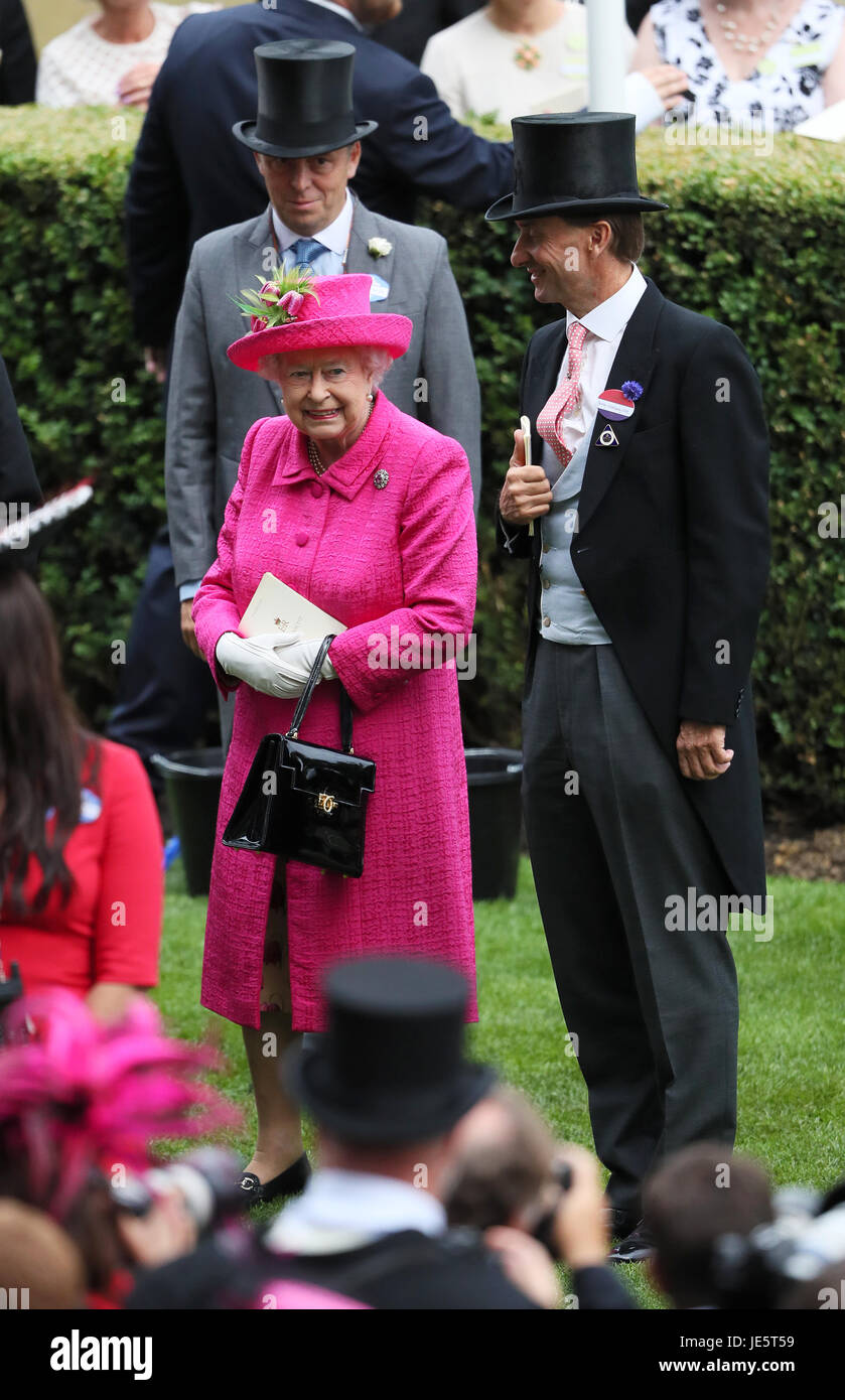 Queen Elizabeth II with Ascot Chairman Johnny Weatherby after ...