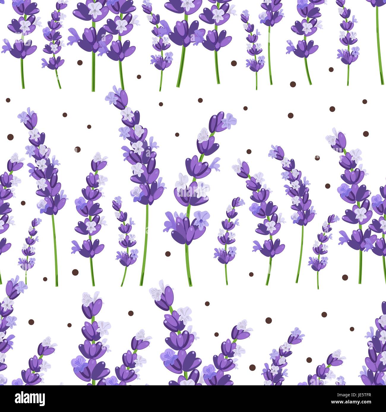 Seamless pattern of provence violet lavender flowers with dots on a ...
