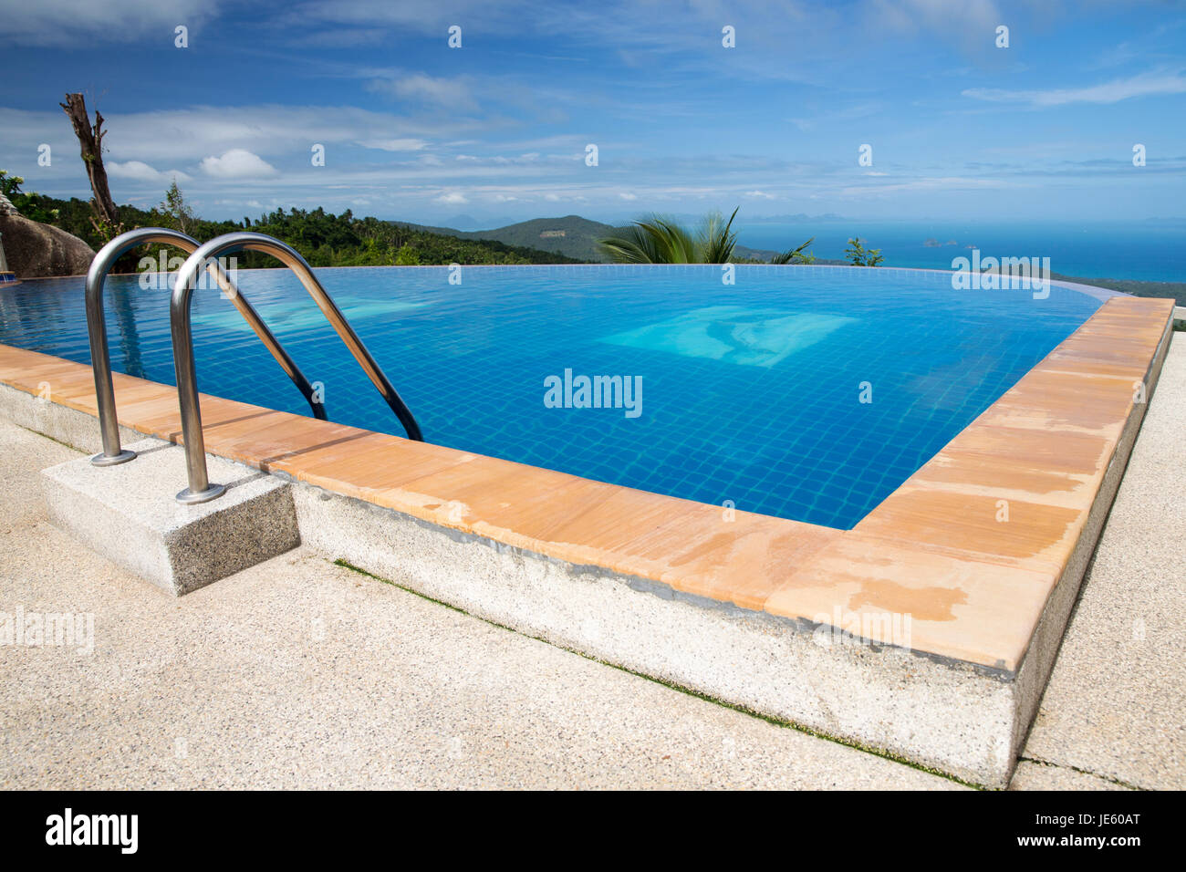 tropical swimming pool with coconut tree Stock Photo - Alamy