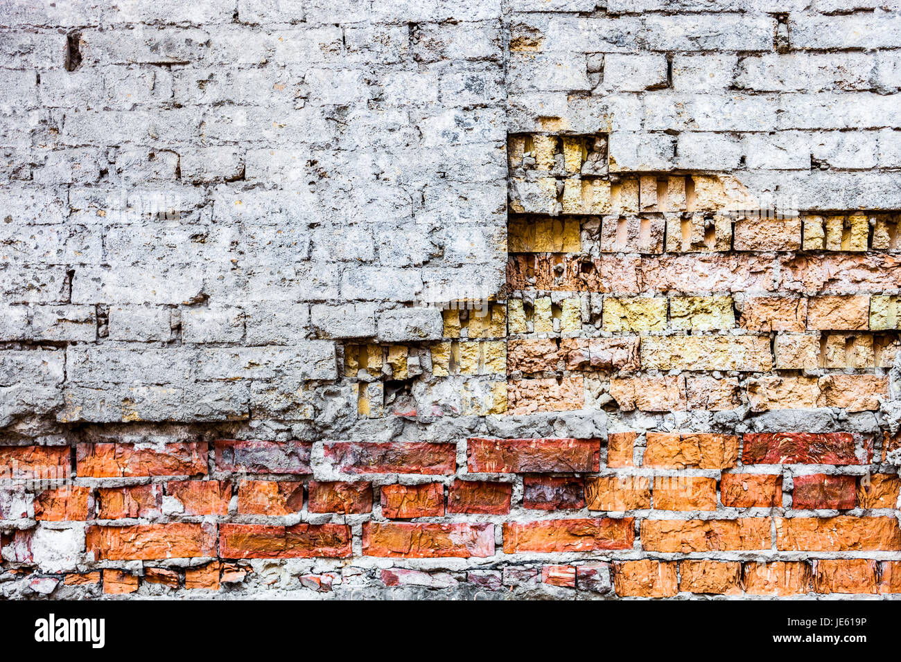 The old damaged brick wall with rich texture Stock Photo - Alamy