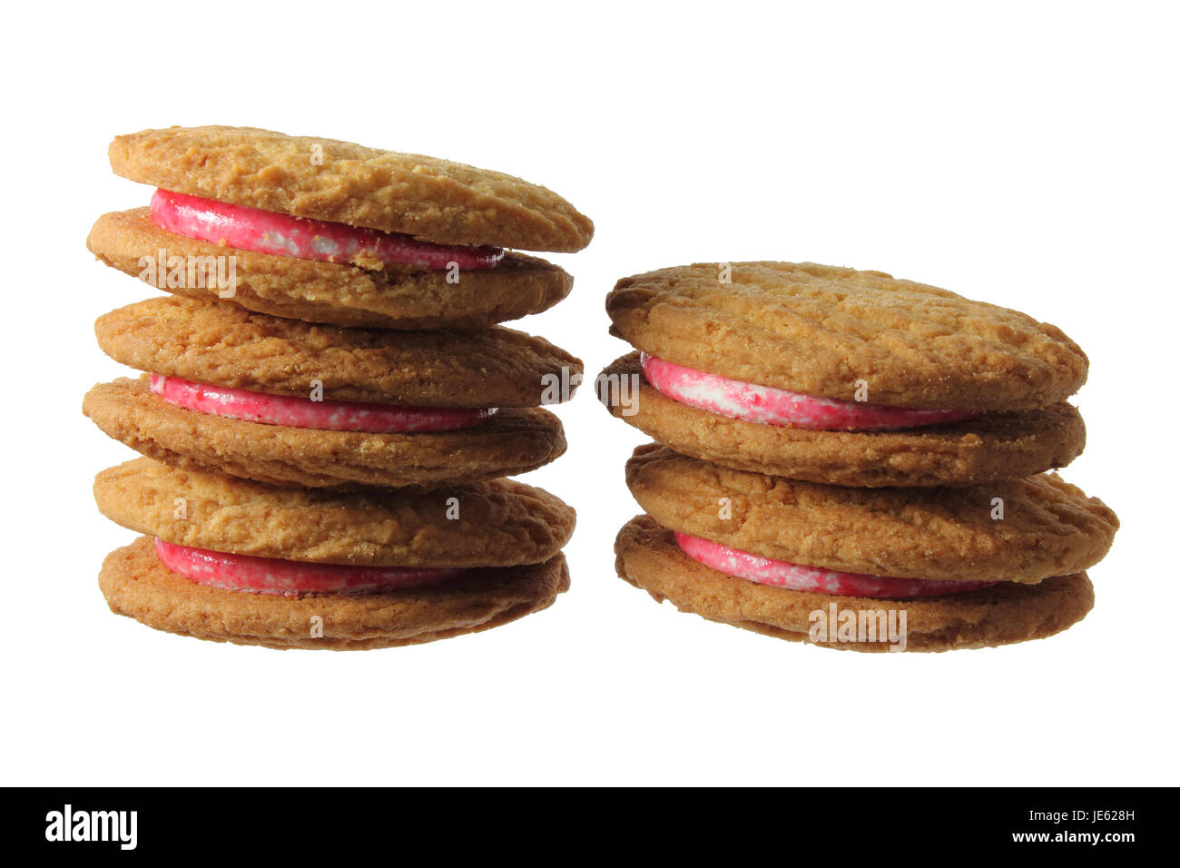 Stacks of Biscuits on White Background Stock Photo - Alamy