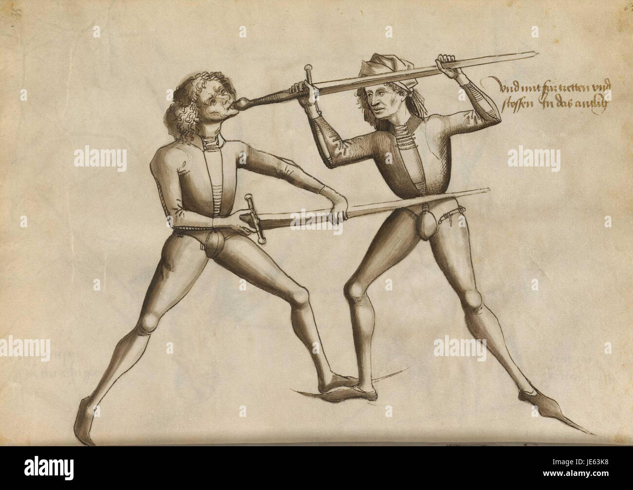 The manuscript 'De Fechtbuch Talhoffer 067' is part of a medieval fencing manual, showcasing ...