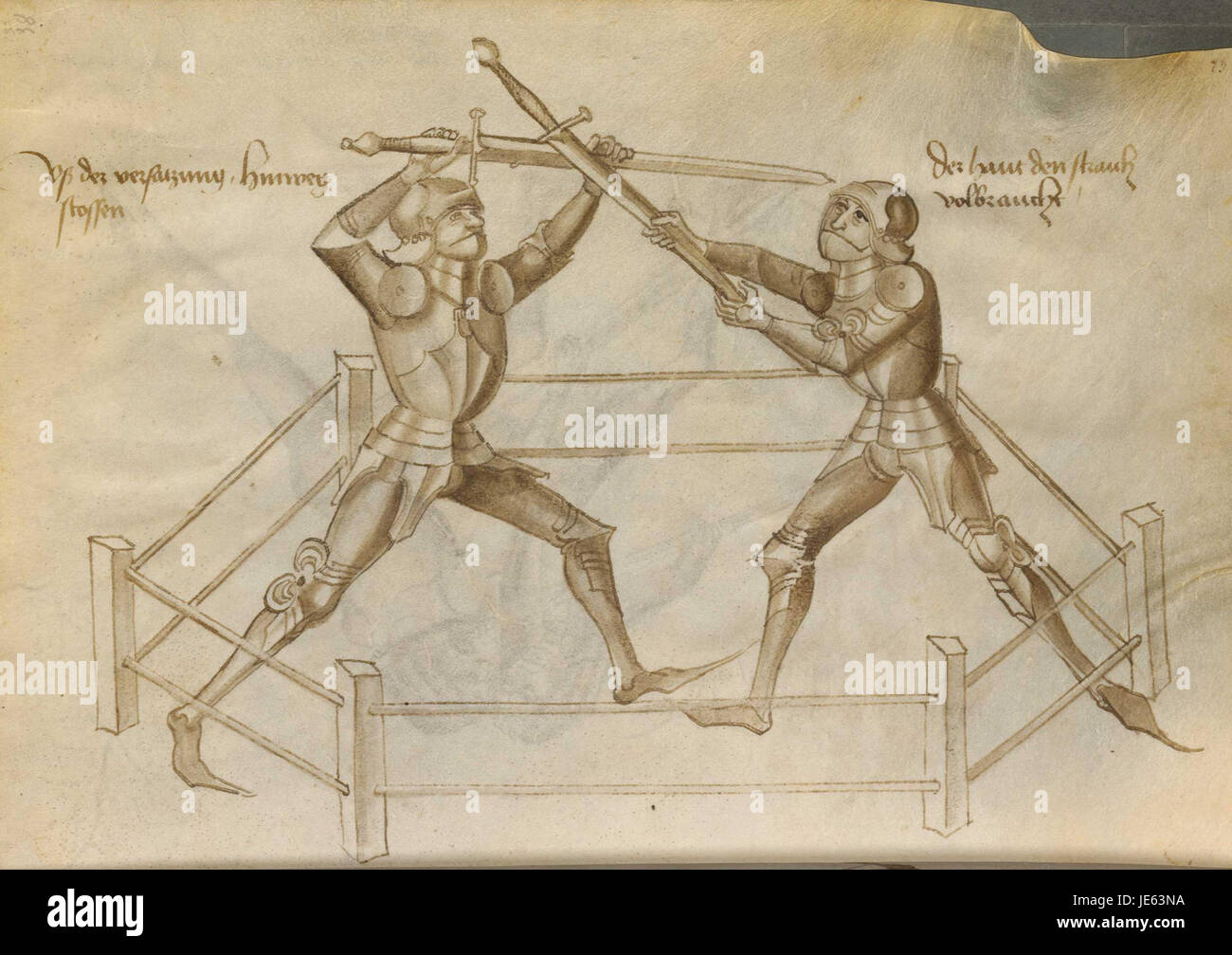 Page 073 from the 'Fechtbuch Talhoffer,' a medieval martial arts manual, detailing the ...