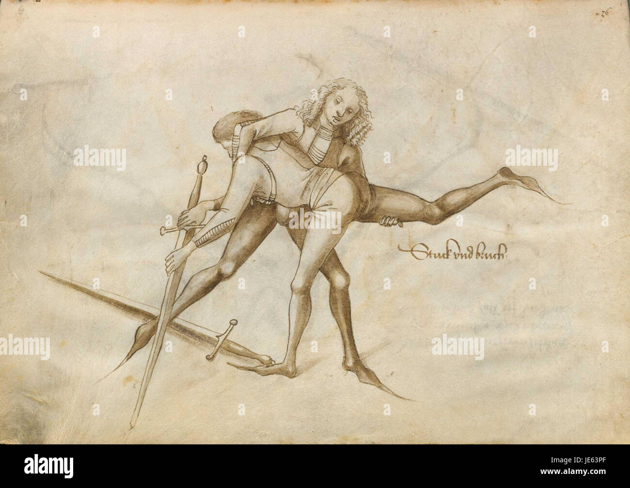 A page from the 'Fechtbuch' (Fighting Book) by Talhoffer, a medieval ...