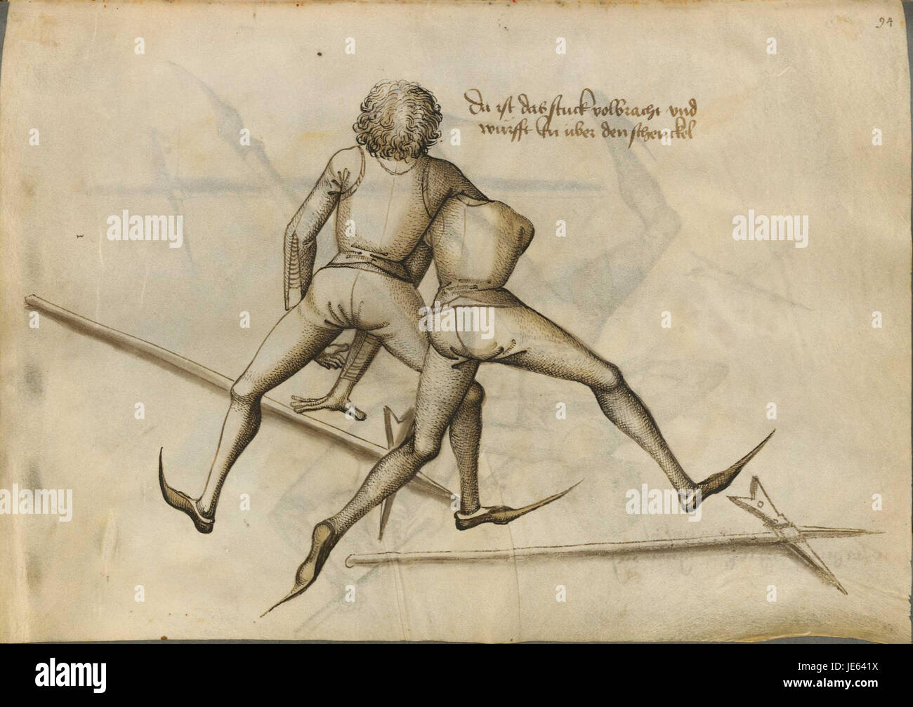 A page from the 'Fechtbuch' by Talhoffer, a medieval German fencing manual from the 15th century ...