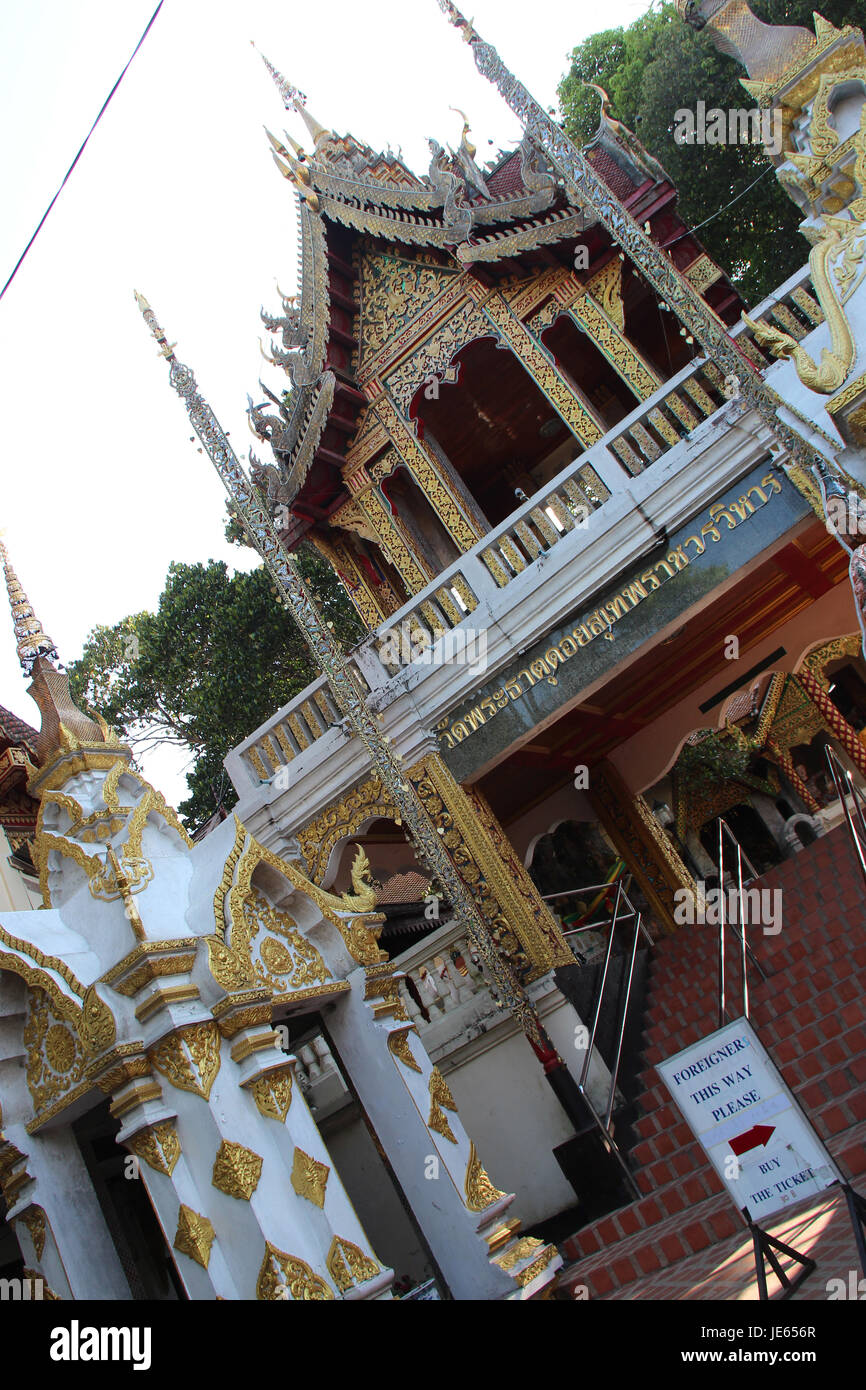 Buddhist temple (Wat Doi Suthep) in Chiang Mai (Thailand Stock Photo ...