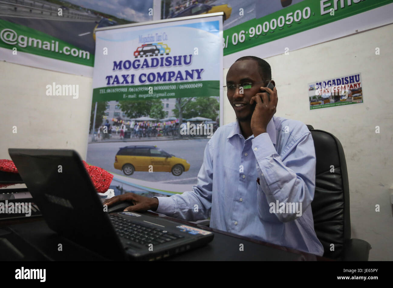 A taxi from a Mogadishu-based company is seen in the city on September ...