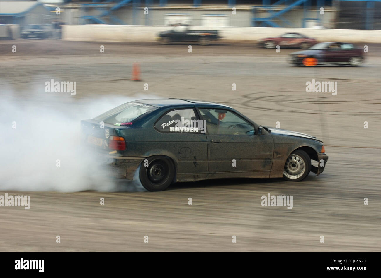 A photograph showing the destruction of a BMW E36 tyre, capturing the ...