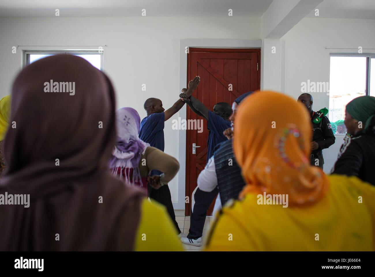 An image or documentation of a women's self-defense training session ...