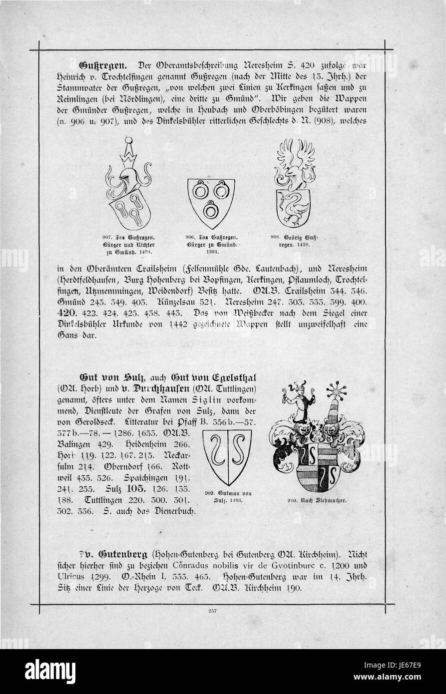 A page from the 'Alberti Wappenbuch,' a heraldic book detailing coats ...