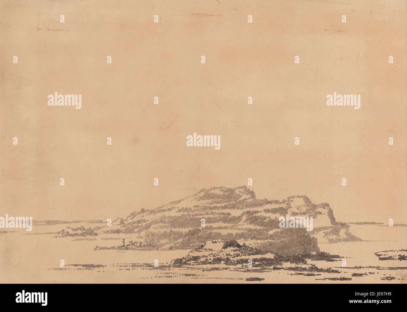 A work by Alexander Cozens, 'Fantastic Landscape', showcasing his ...