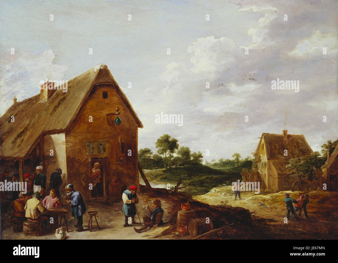 David Teniers the Younger’s painting 'Peasants Outside and Inn' depicts ...