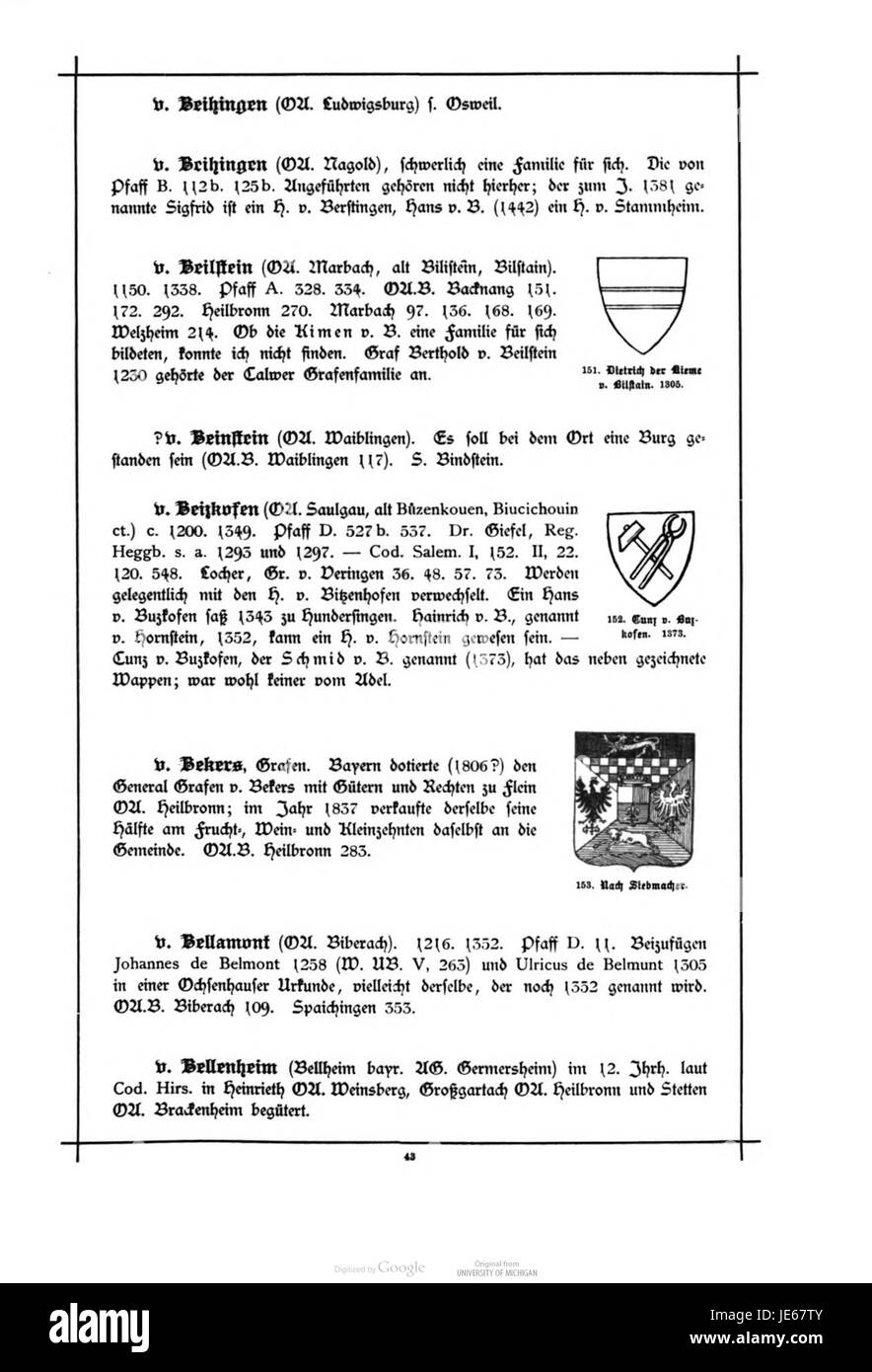 This title refers to the 'Wuerttembergisches Adels- und Wappenbuch,' a heraldic book detailing ...