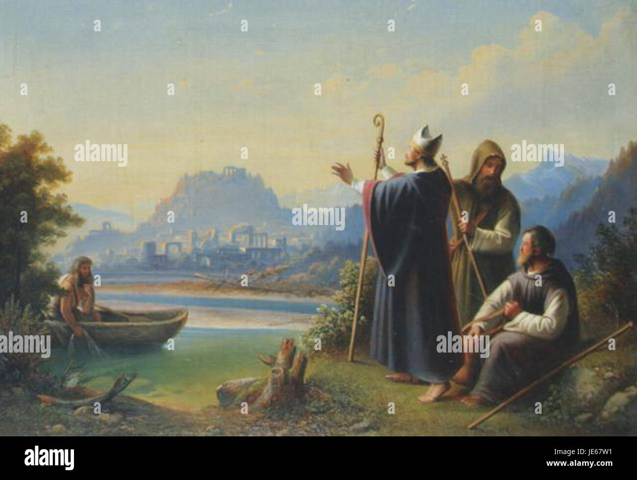 The image depicts the arrival of Saint Rupertus, a significant ...