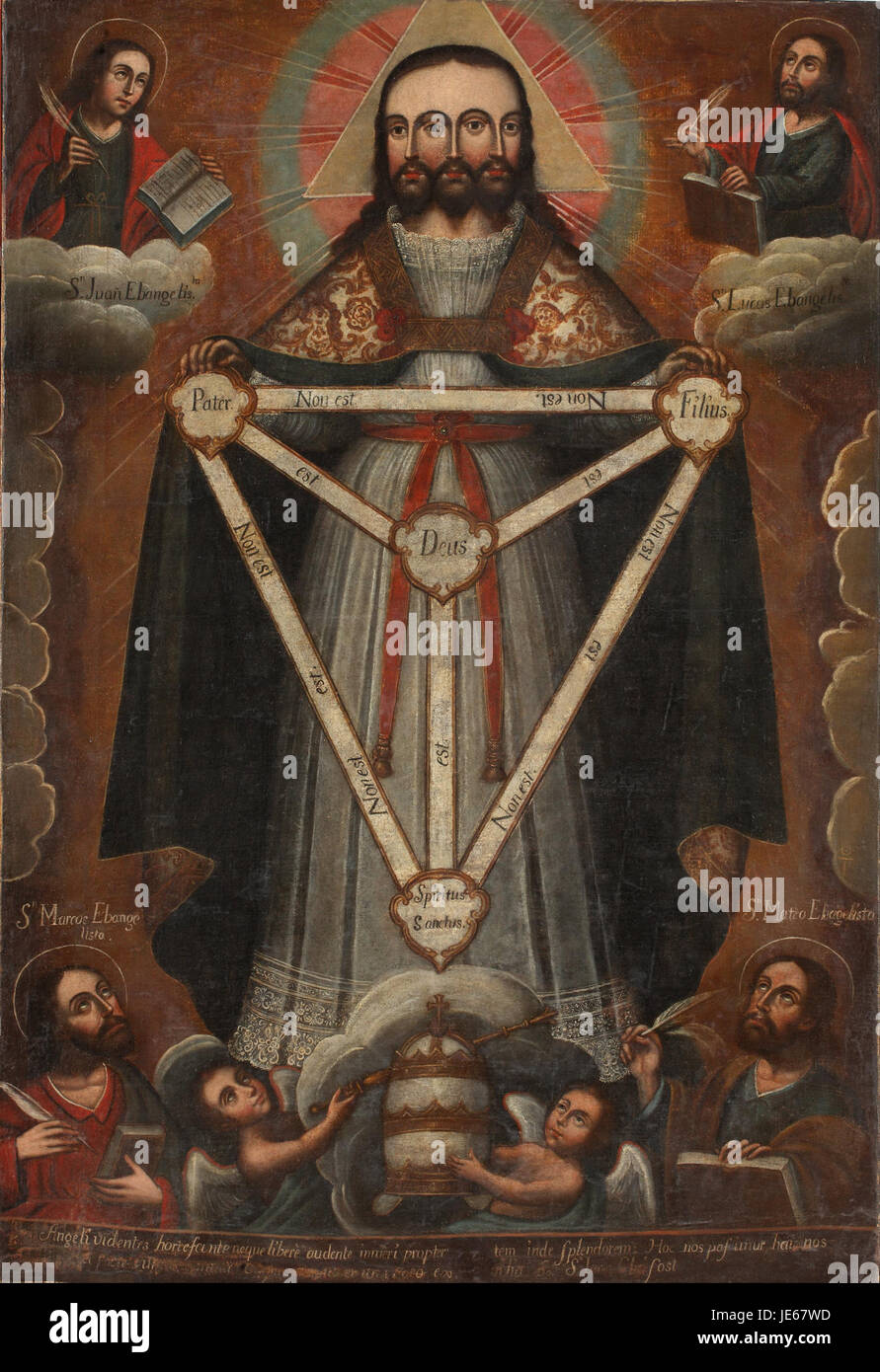 Trifacial Trinity, an artwork from the Cusco School, represents ...