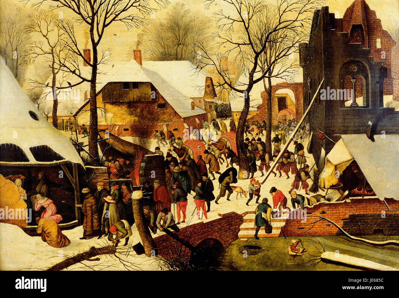 A painting by Pieter Bruegel the Elder, titled 'Adoration.' The artwork ...