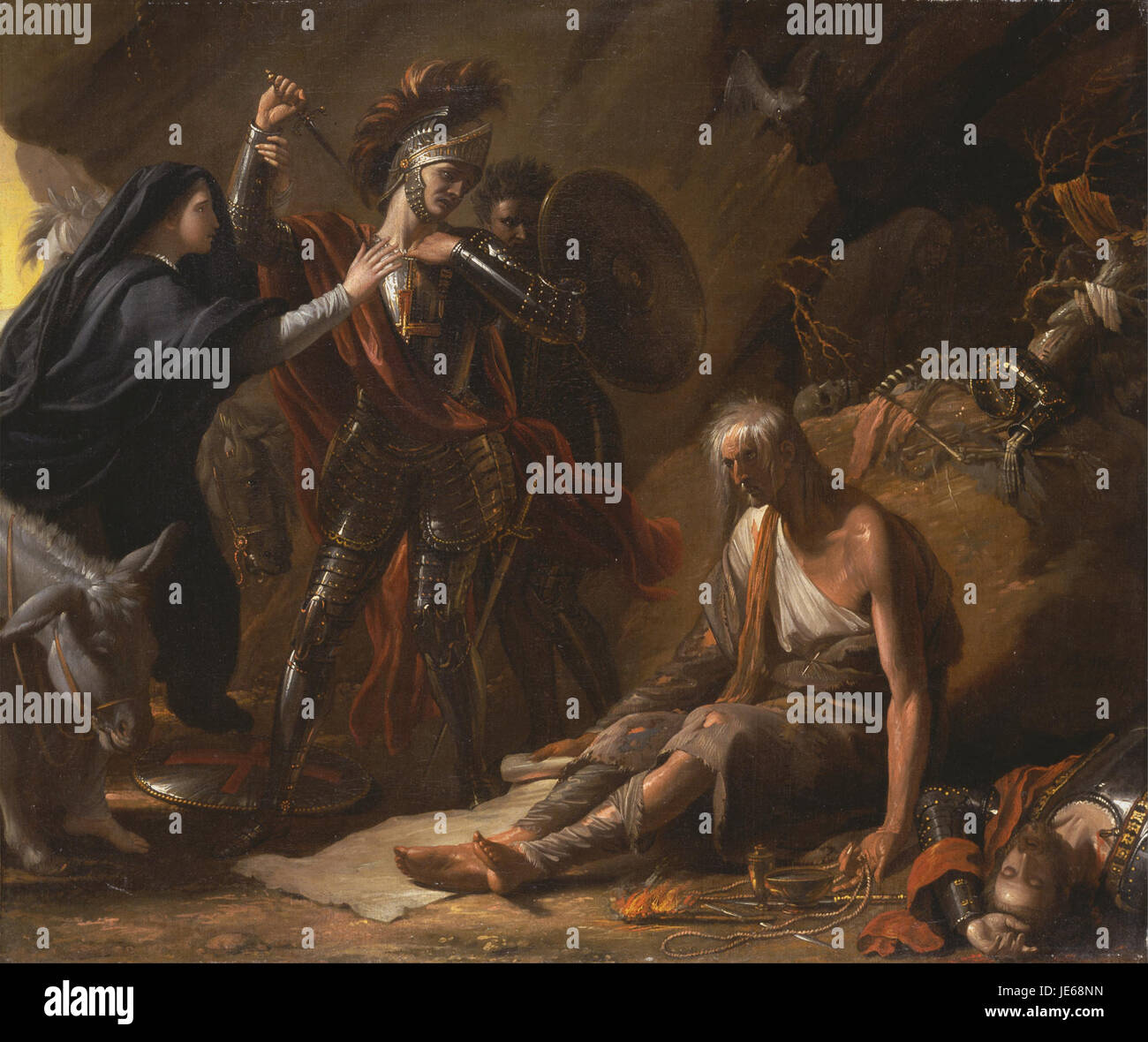 'The Cave of Despair' is a painting by Benjamin West, an American ...