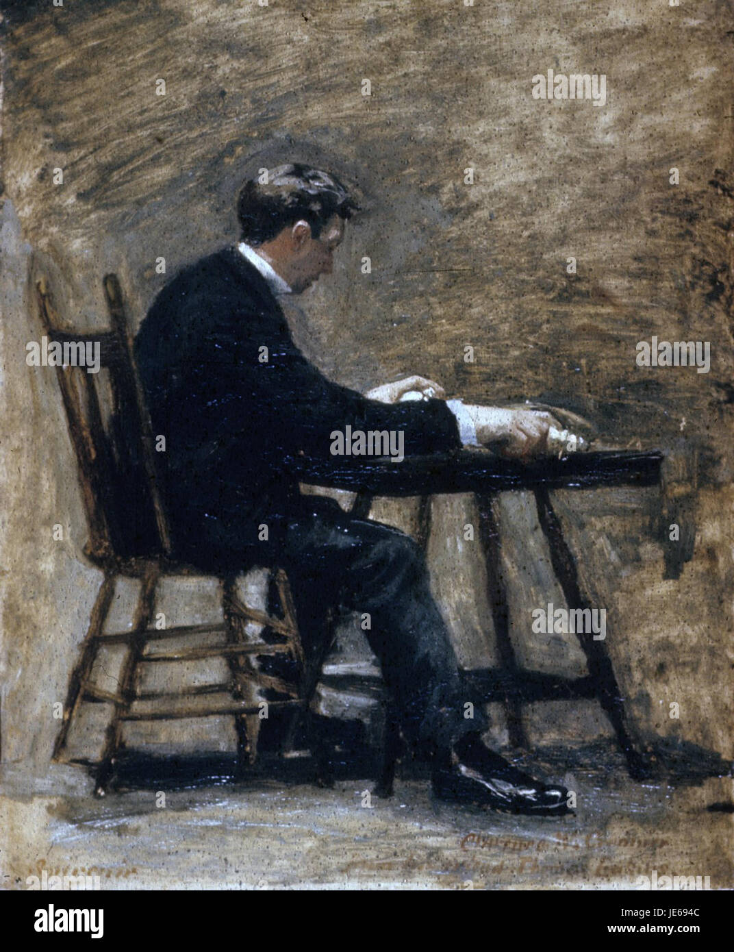 'Between Rounds Study for the Timer' is a painting by American artist Thomas Eakins. The artwork ...