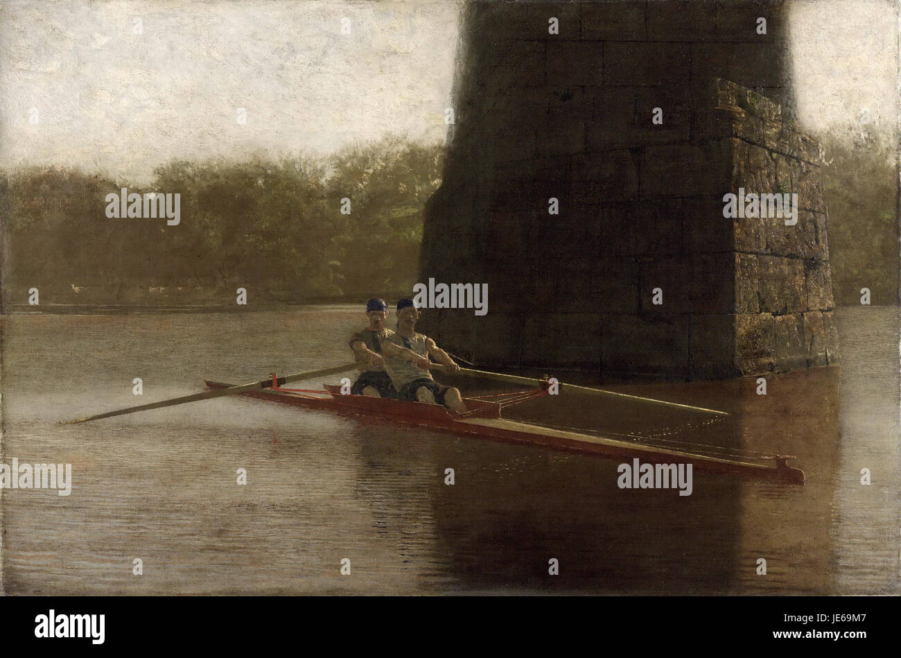 Thomas Eakins' 'The Pair-Oared Shell' depicts a team of rowers in a ...