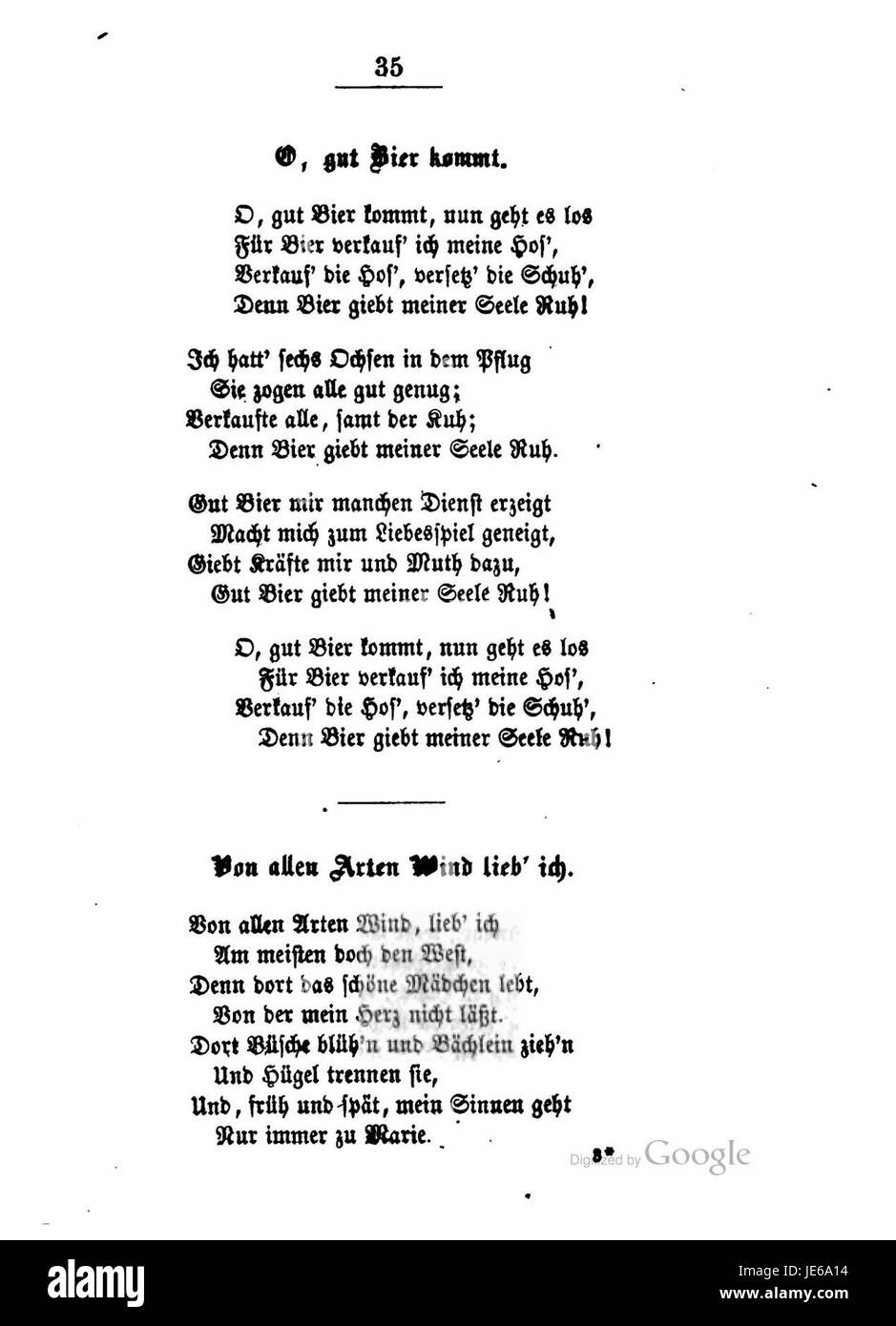 This page from 'Burns Lieder und Balladen' features poems by Robert ...
