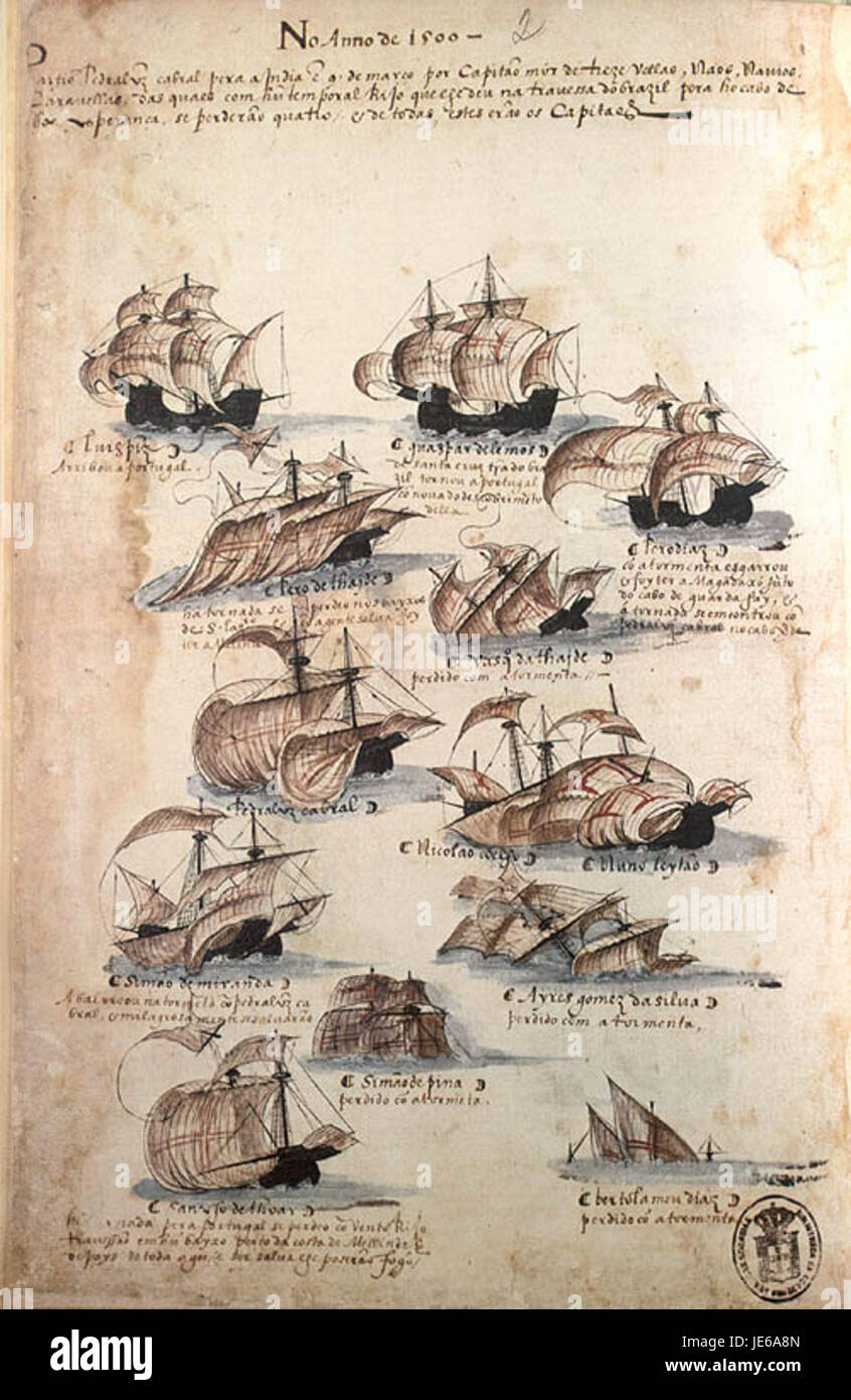 The Cabral Armada of 1500, as depicted in the 'Livro das Armadas ...