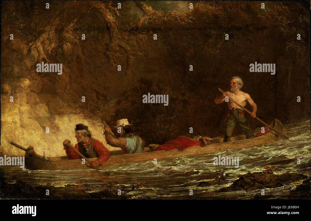 A painting by Charles Deas titled 'Voyageurs,' depicting a scene from ...