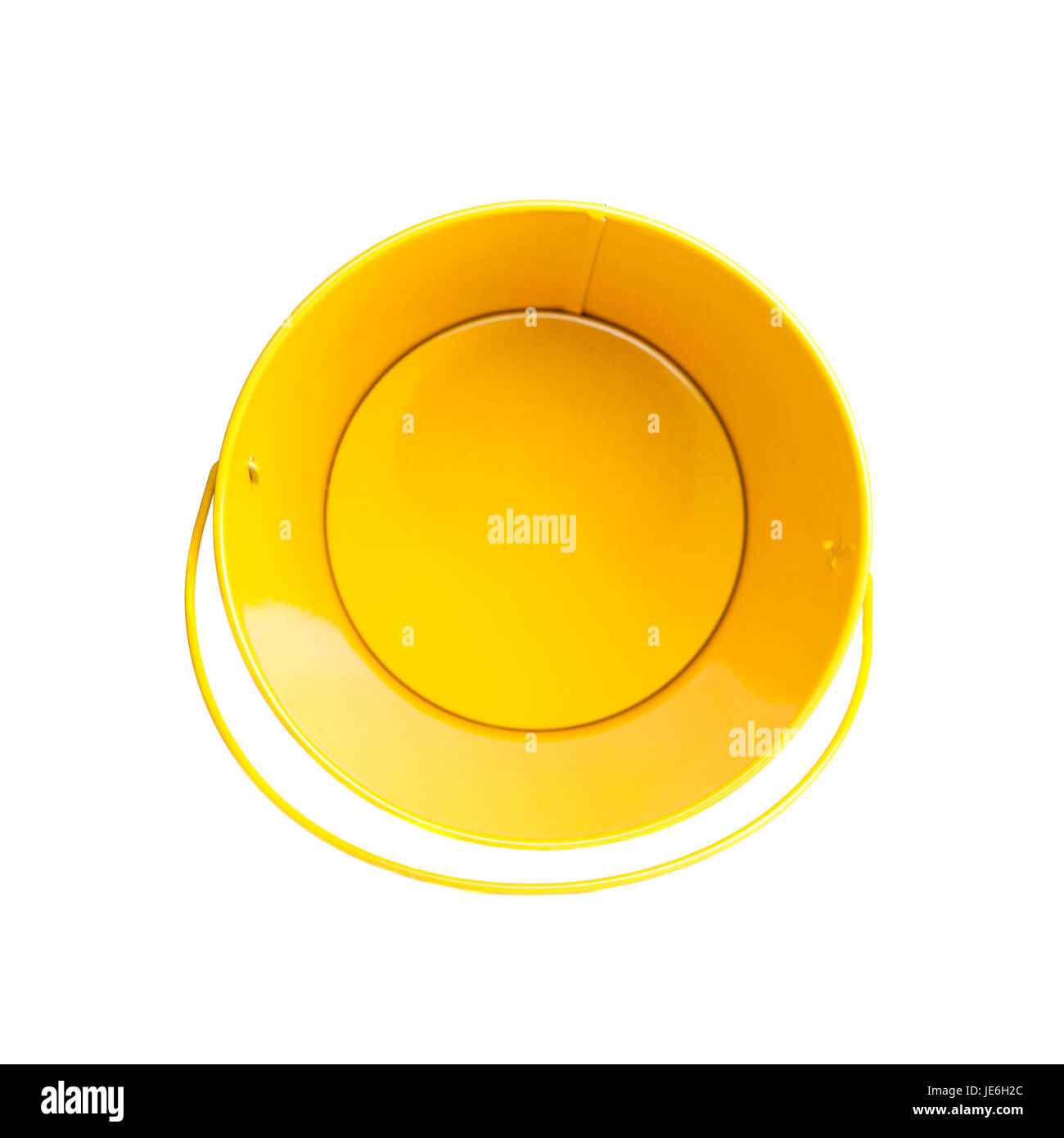 small yellow bucket isolated on white background, top view Stock Photo ...