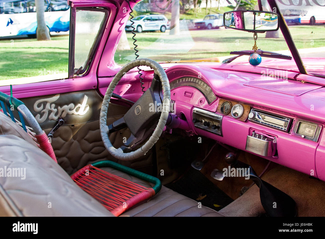 Havana Cuba interior of a classic car Stock Photo - Alamy