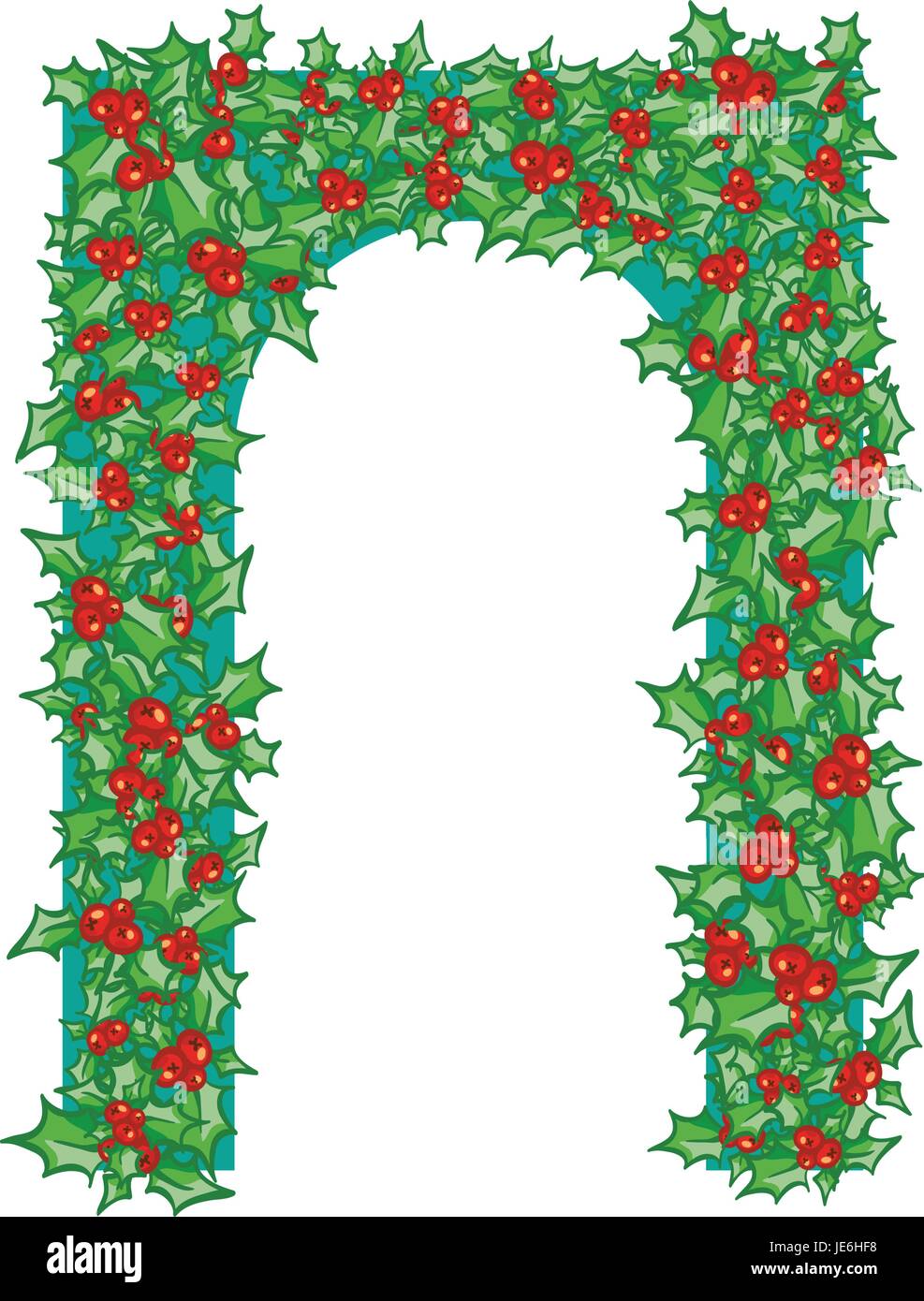 Holly Arch. Vector hand drawn background, design element for Christmas ...