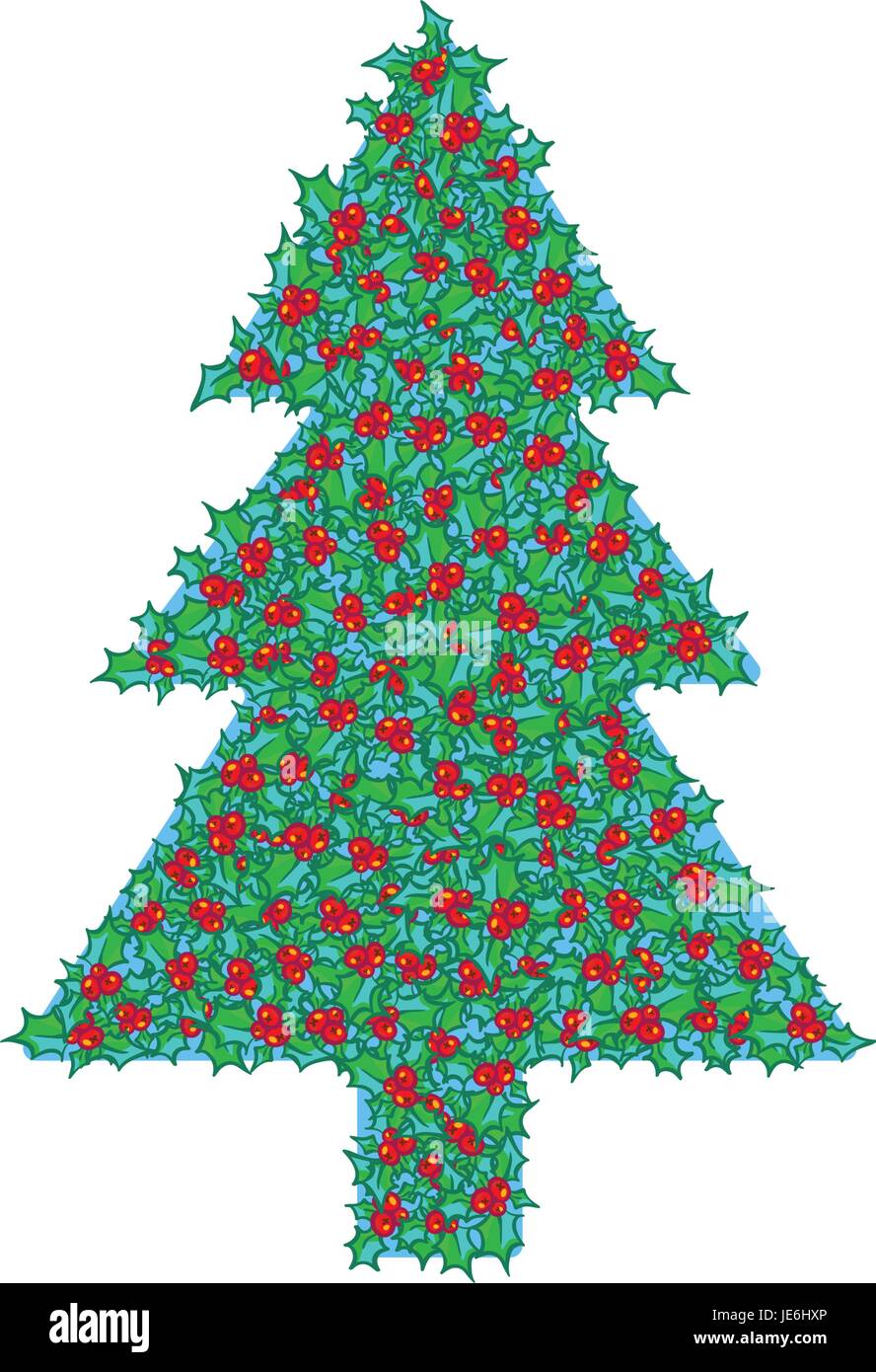 Holly tree clip-art. Vector hand drawn background, design element for ...