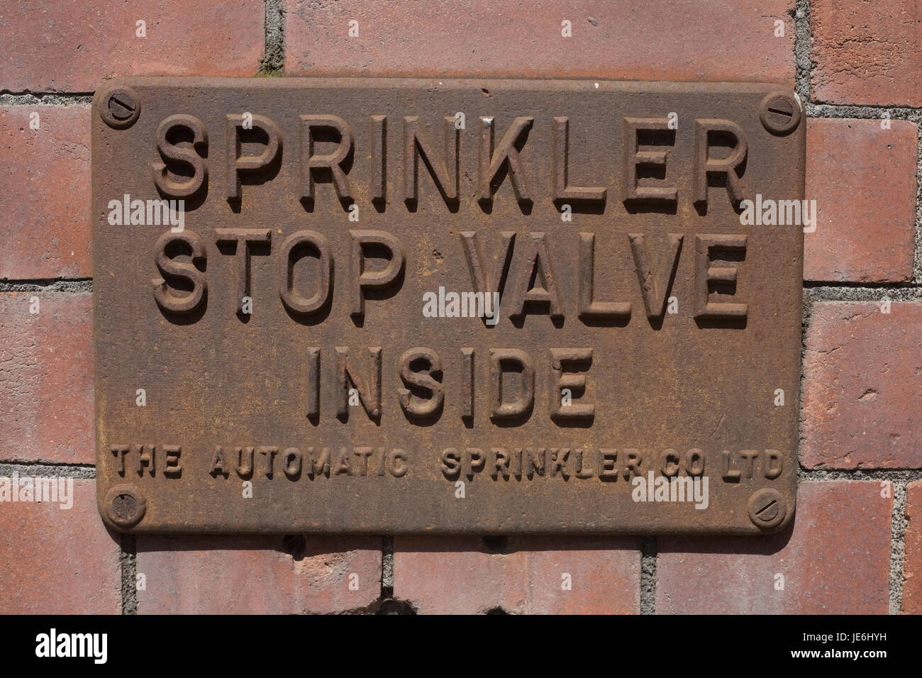 Sprinkler Stop Valve inside notice posted by the Automatic sprinkler ...
