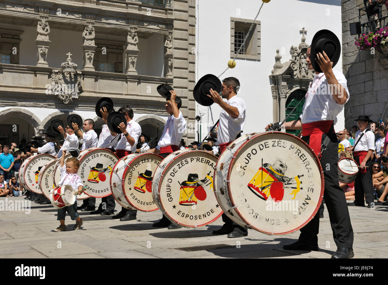 Traditional drummers (Zes Pereiras) acting during the Our Lady of Agony ...