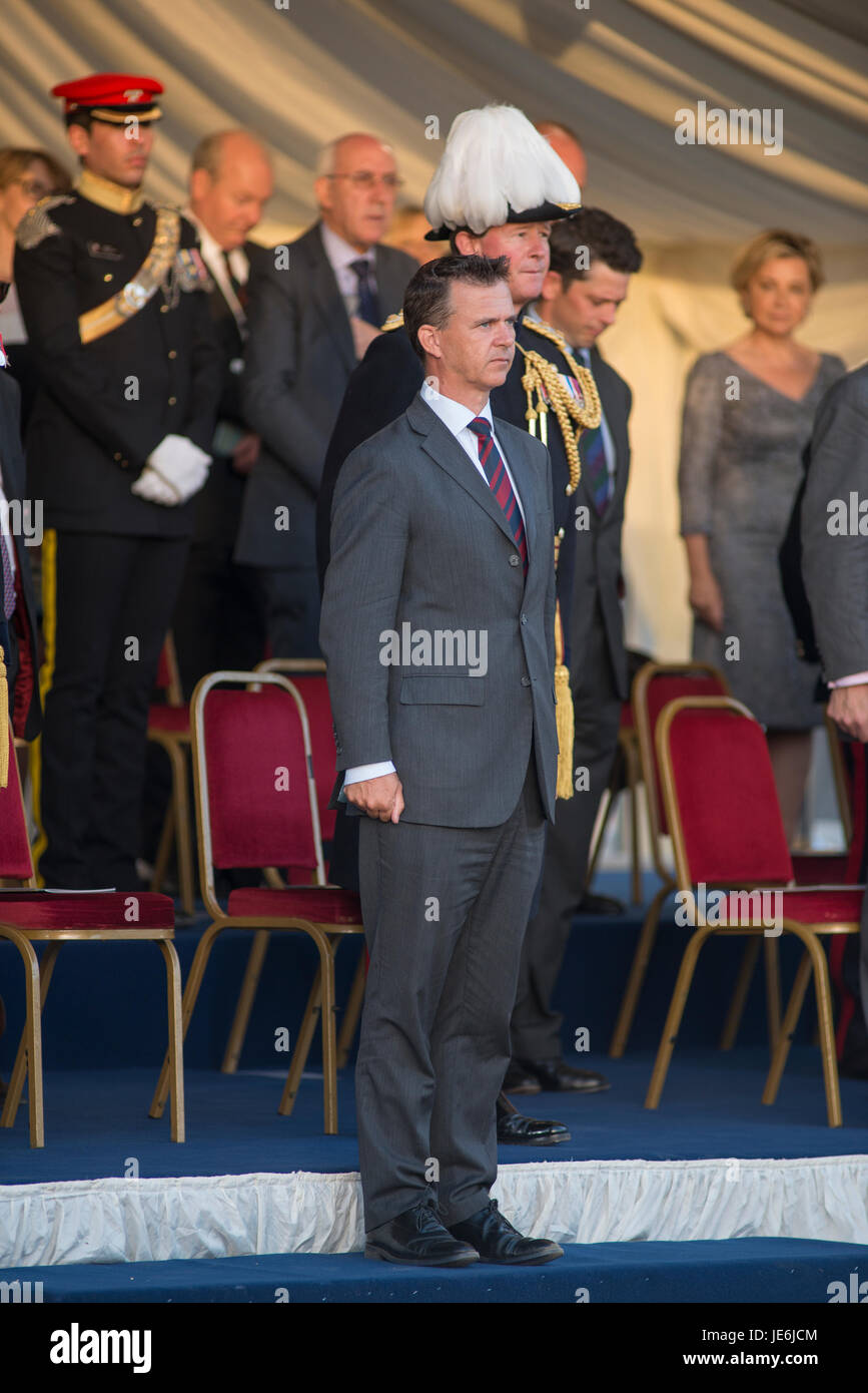 14th June 2017. Armed Forces Minister Mark Lancaster takes the salute ...