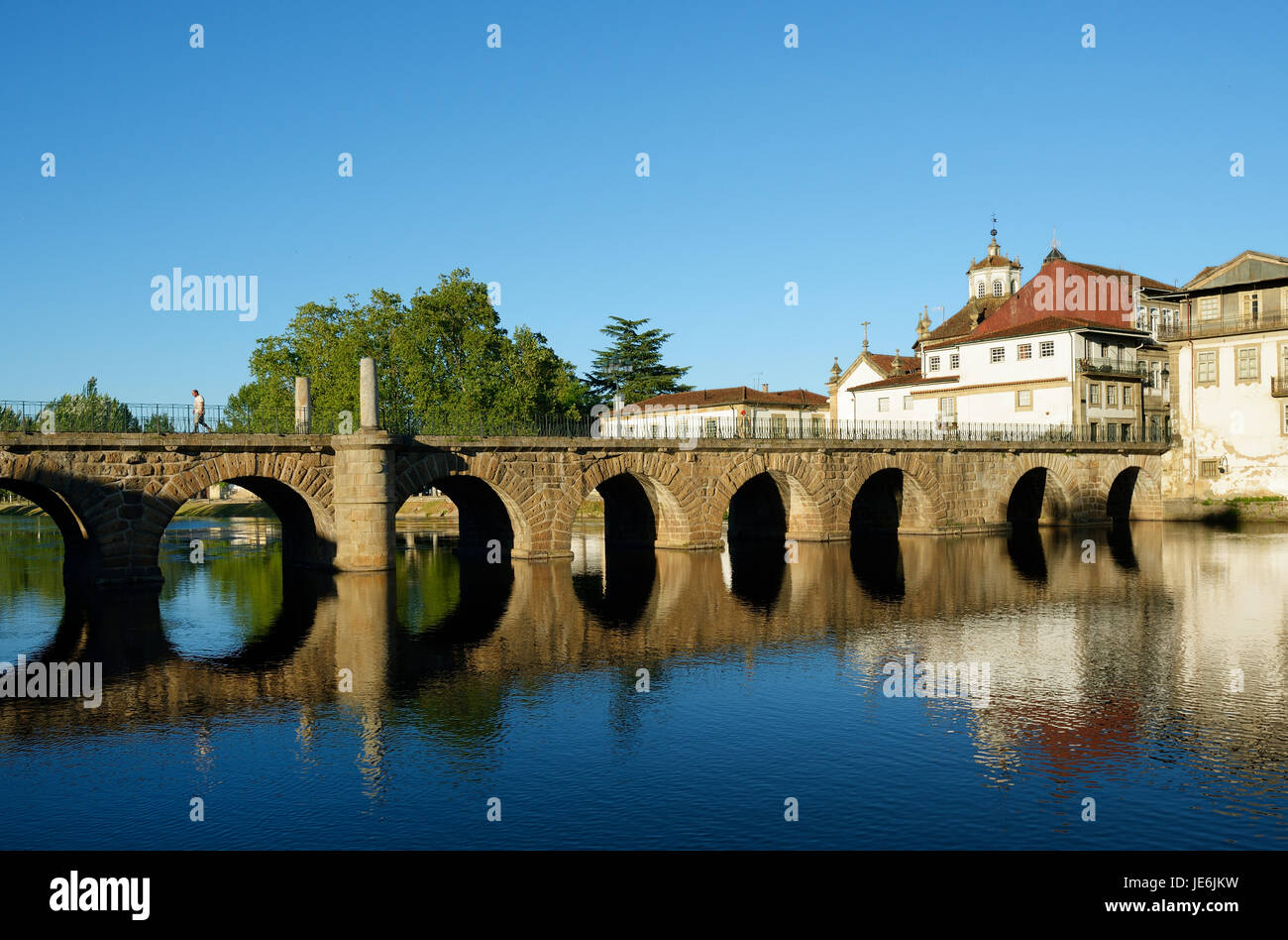 The roman bridge of Chaves, also known as Trajan bridge, dating back to ...
