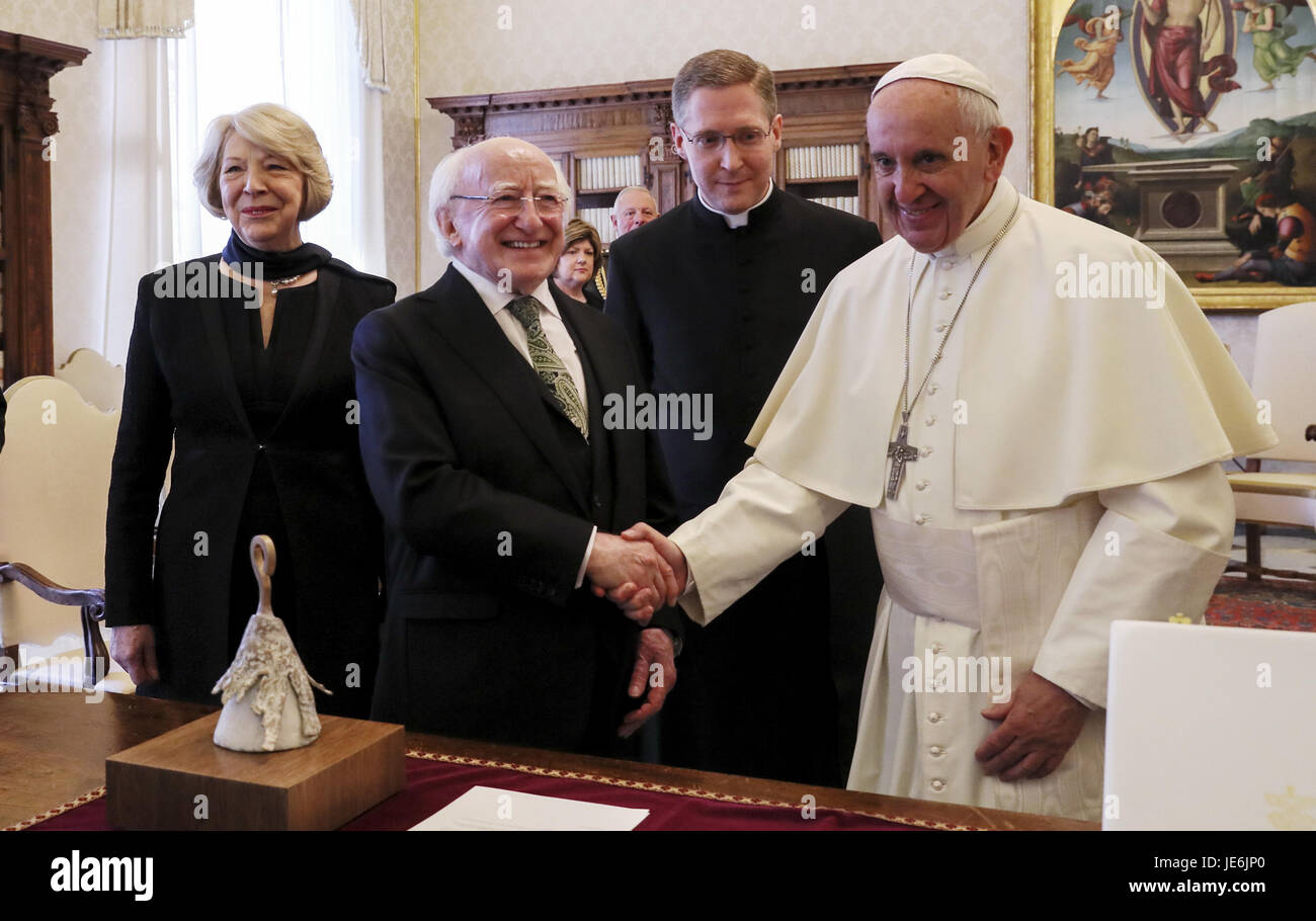Pope Francis meets with Irish President Michael D. Higgins during a ...