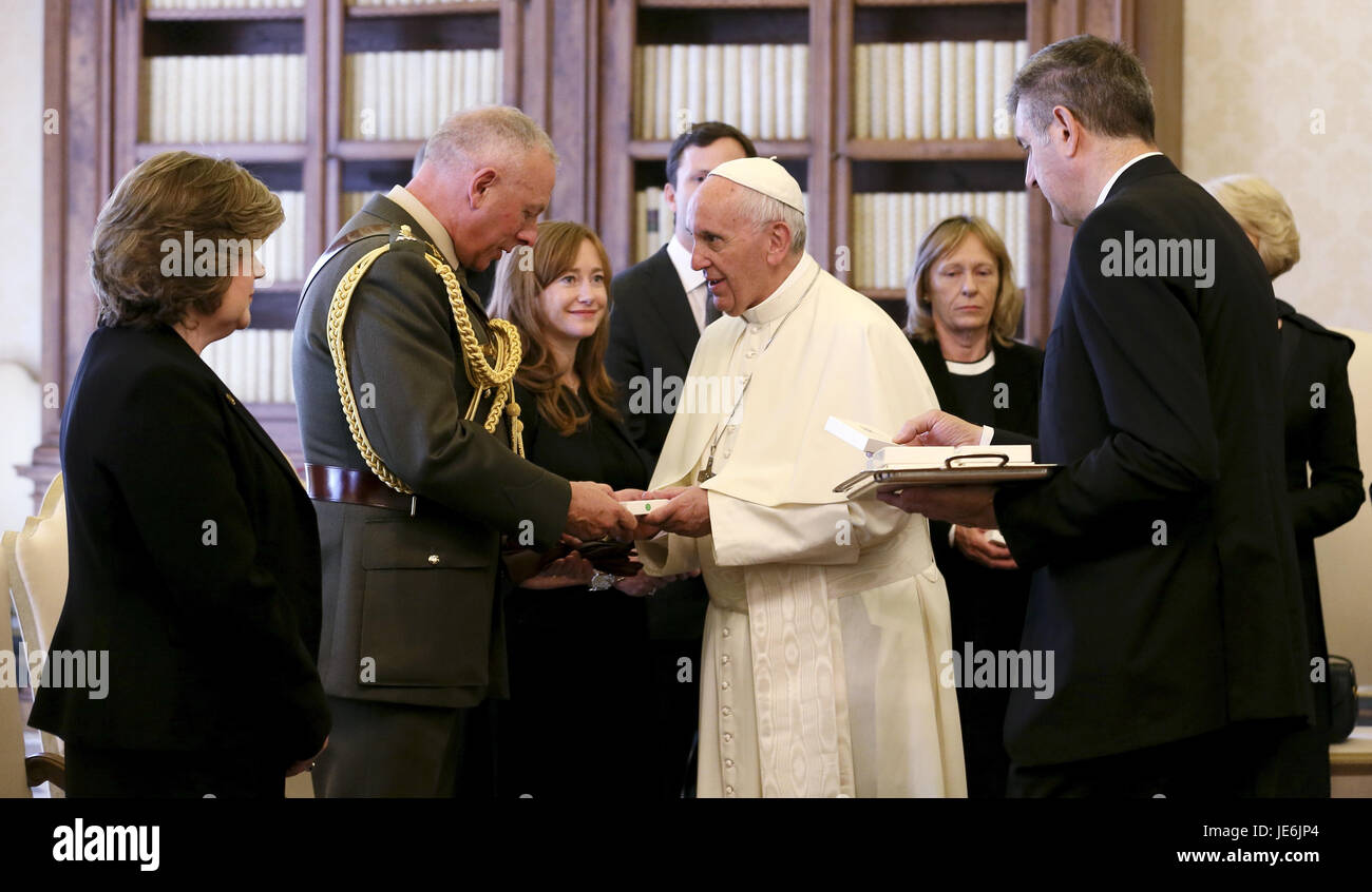 Pope Francis meets with Irish President Michael D. Higgins during a ...