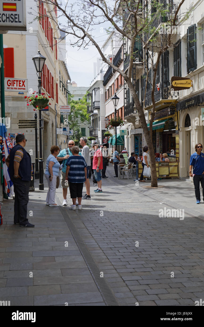 Main Street, the main shopping street in Gibraltar Stock Photo - Alamy